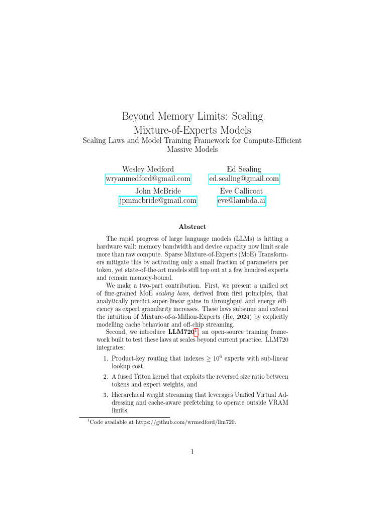Beyond Memory Limits Scaling Mixture of Experts Models | PDF | Cpu Cache | Computer Architecture