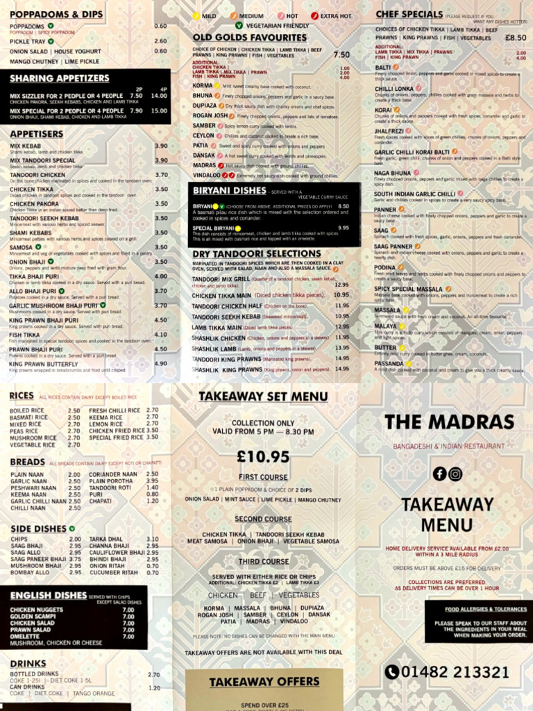 The Madras Takeaway Menu 2024 | PDF