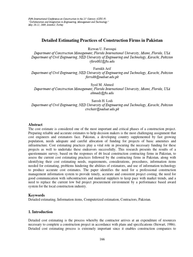 Detailed Estimating Practices of Constru | PDF | Survey Methodology | Business