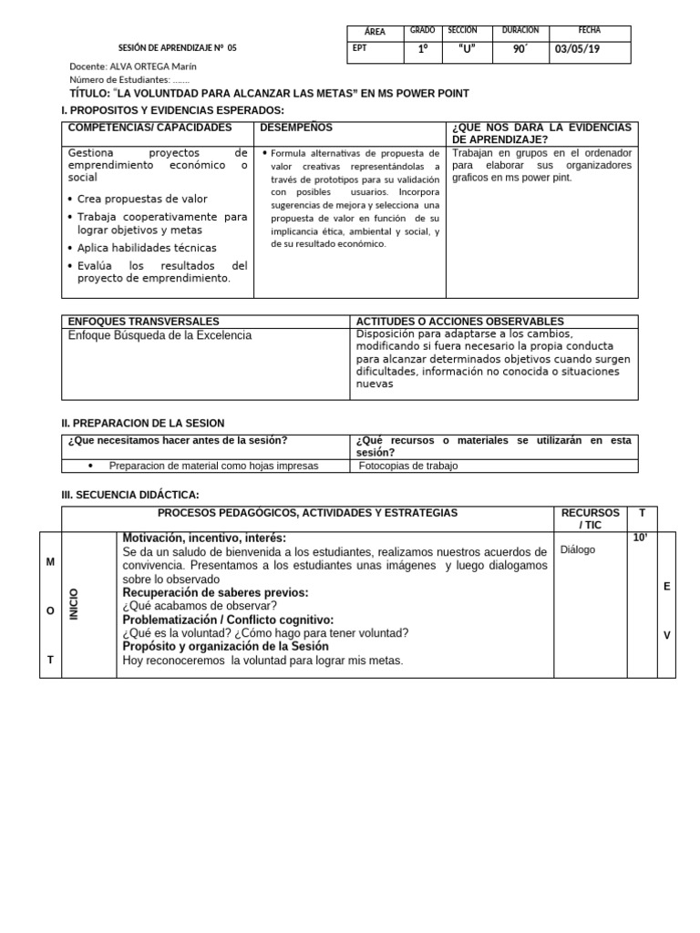 EPT 1° Año 02-05-2019 | PDF | Aprendizaje | Modificación de comportamiento