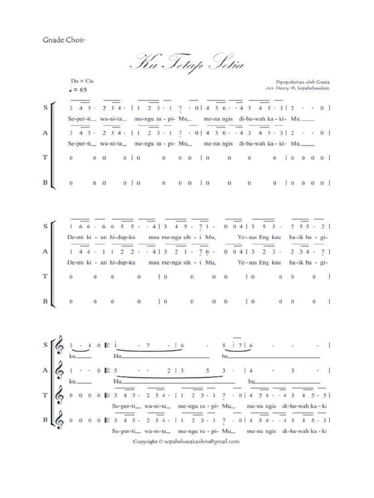 Partitur KU TETAP SETIA (Seperti Wanita MengurapiMu) | PDF