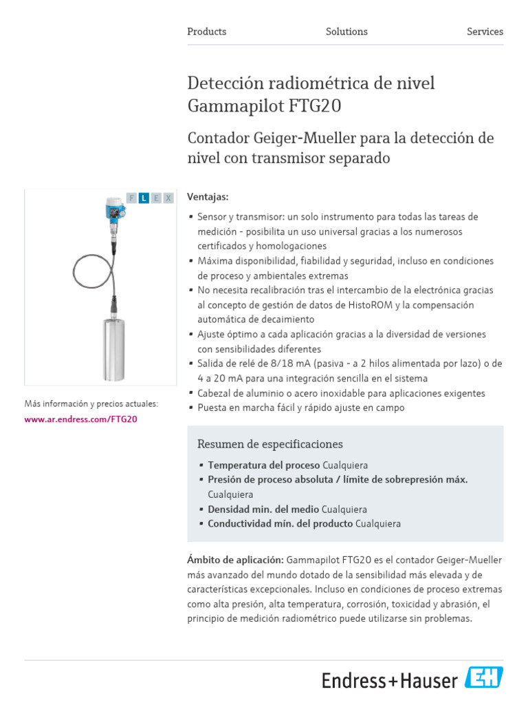 Endress-Hauser Gammapilot FTG20 ES | PDF | Ciencias fisicas