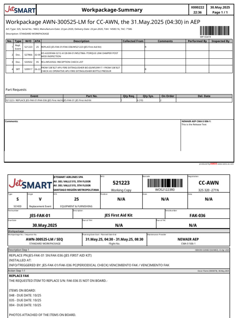Workpackage Summary 2 For AWN 300525 LM 28362230052025 | PDF | Manufactured Goods | Aircraft