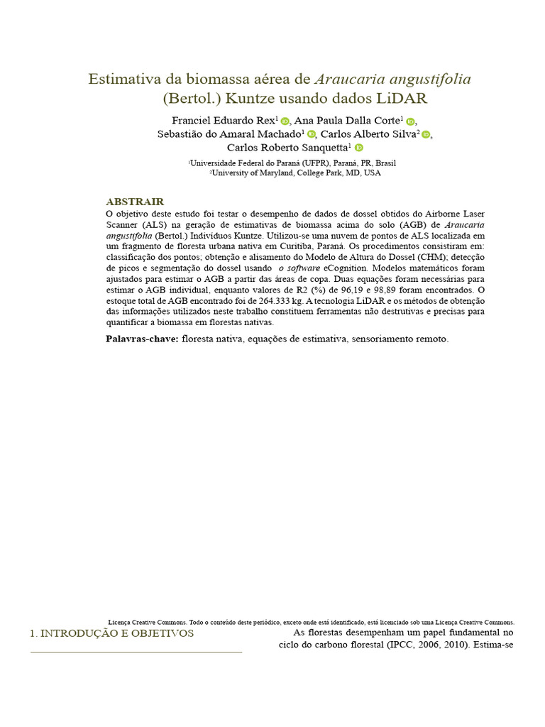 ARAUCARIA 01 - REVISTA FLORESTA E AMBIENTE VOL 26 Nº04 - Estimativa Da Biomassa Aérea de Arauc ...