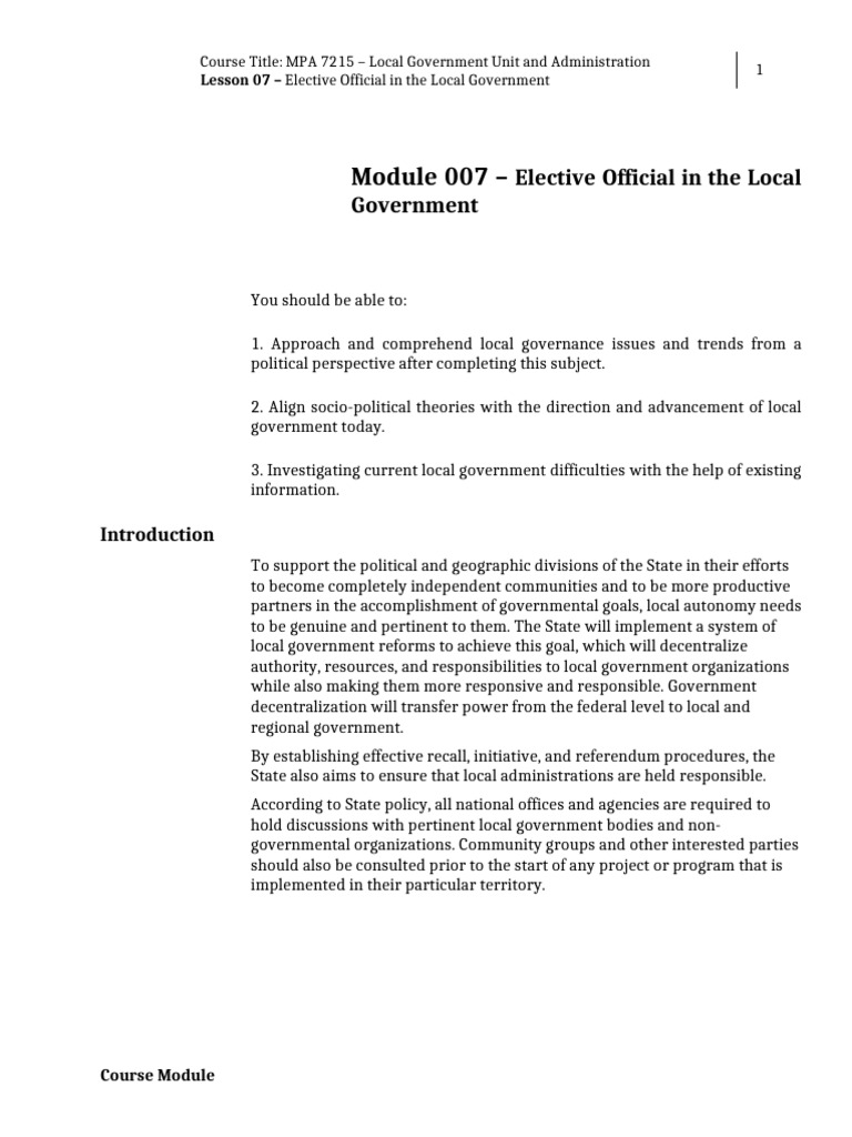 Template Module 7215 MPA LGU ADMIN Module 7 | PDF | American Government ...