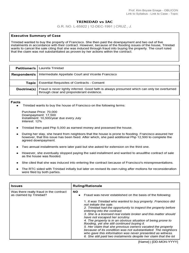 113 Trinidad Vs IAC - Manuel - Manaloto | PDF | Private Law | Justice