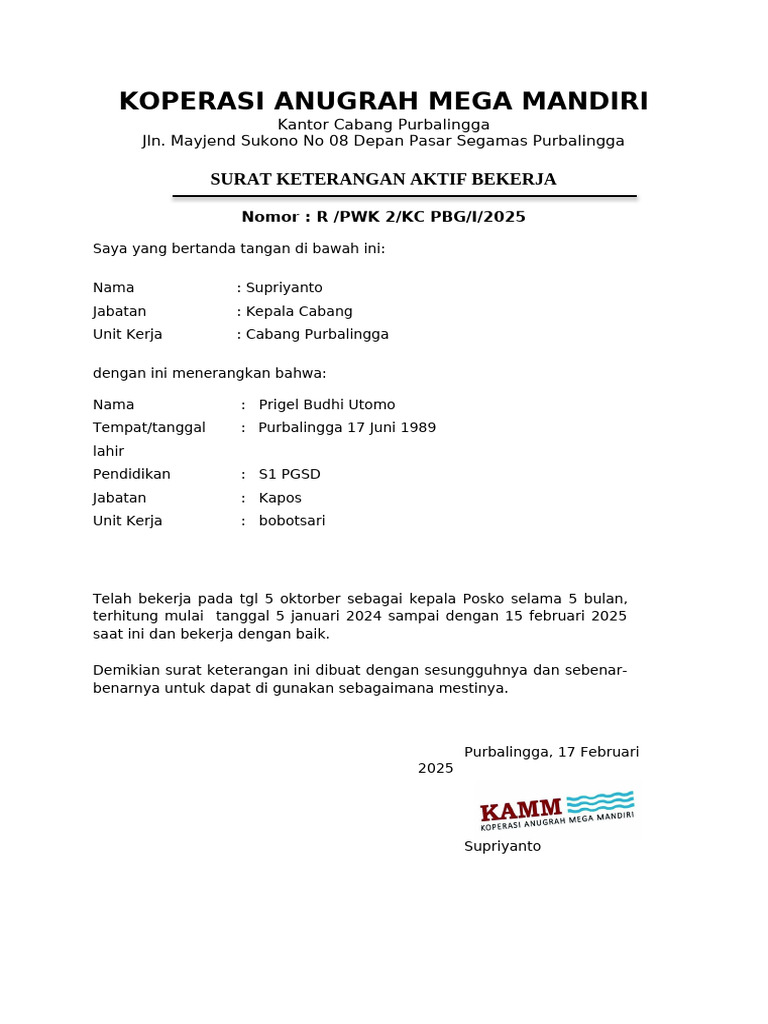 Koperasi Anugrah Mega Mandiri | PDF