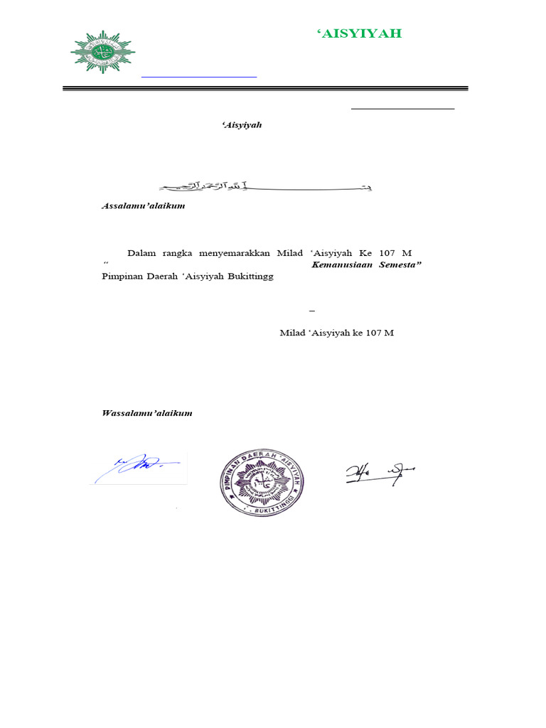 090 - Undangan Semarak Milad Aisyiyah - PC IMM BKT | PDF