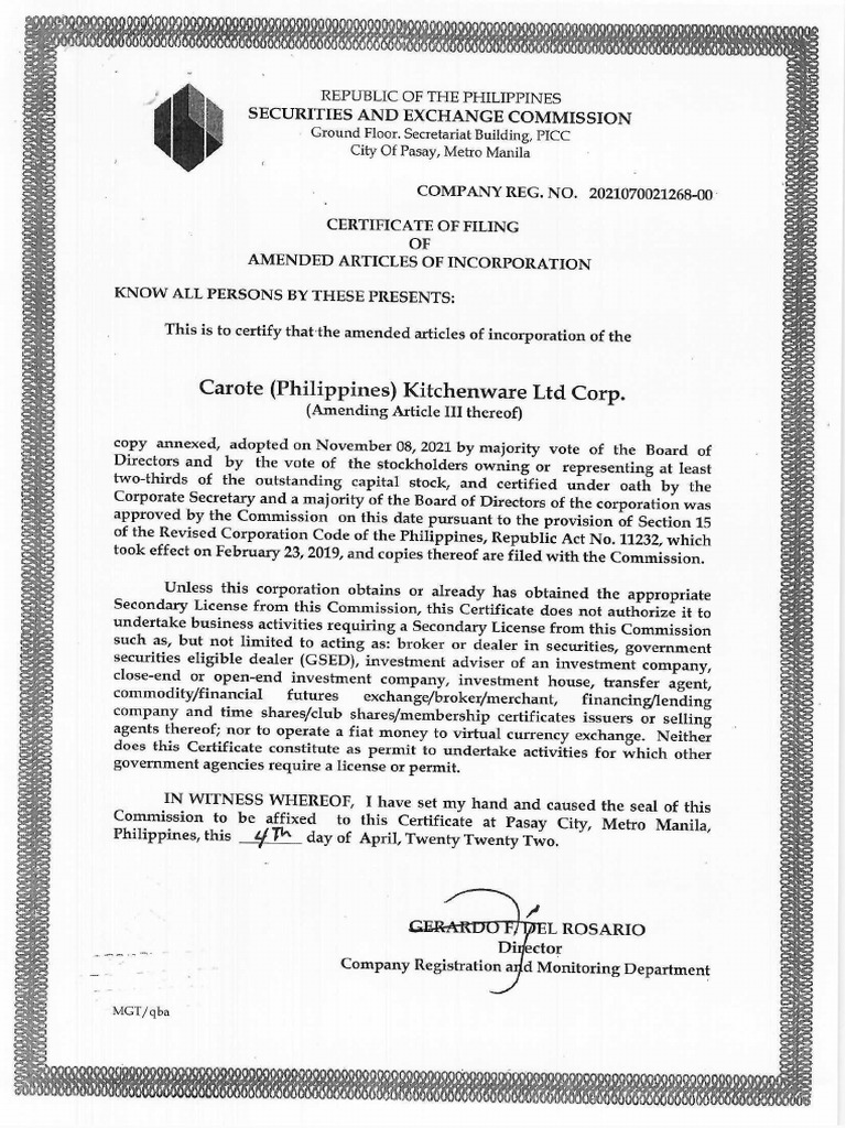 Carote - Amended AOI | PDF