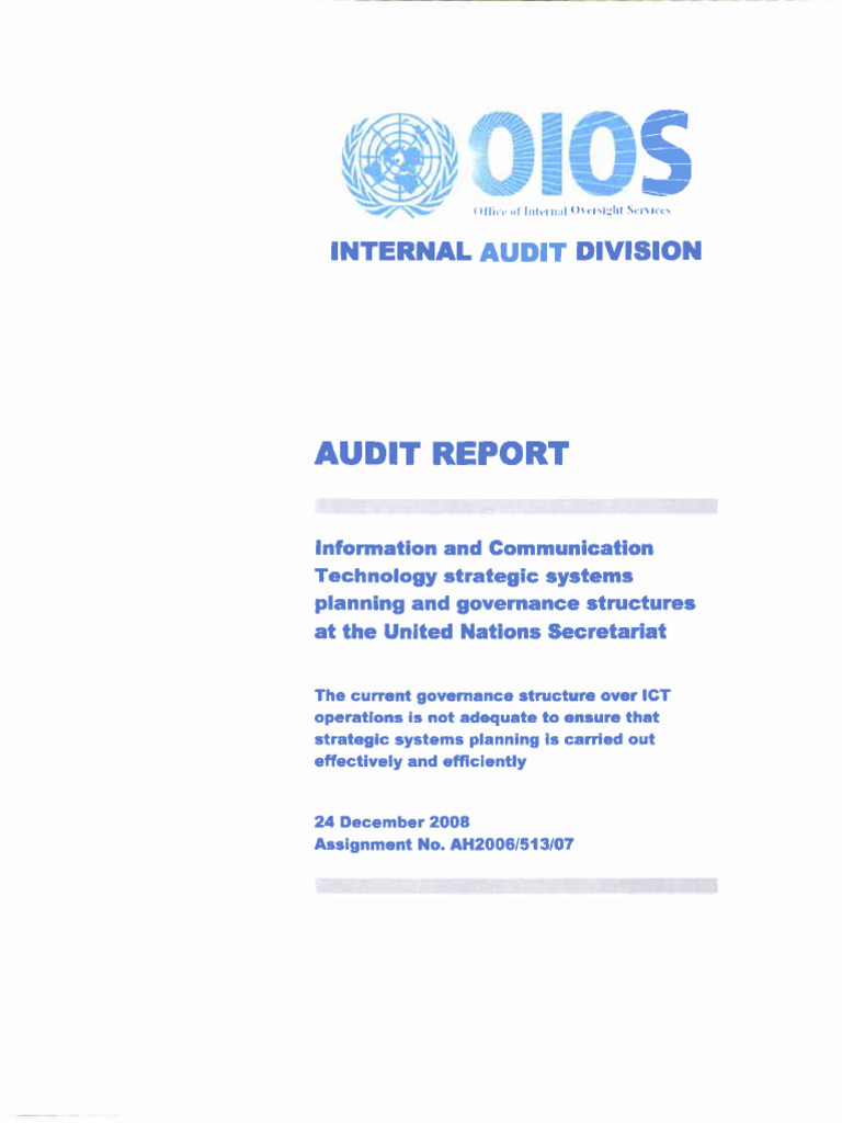 United Oios Audit Report On Ict Strategic Systems Planning and ...