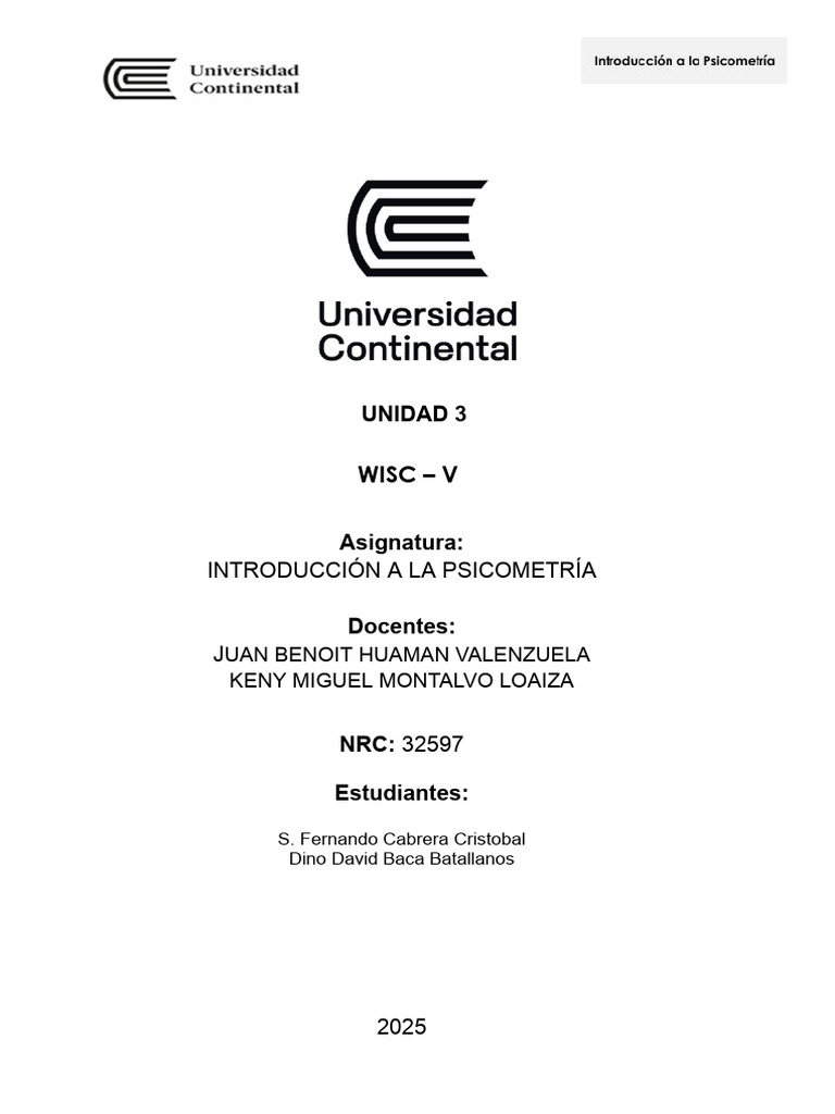 Informe Wisc V | PDF | Memoria de trabajo | Memoria