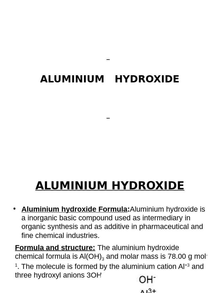 Aluminium Hydroxide: Formula and Uses | PDF | Hydroxide | Aluminium
