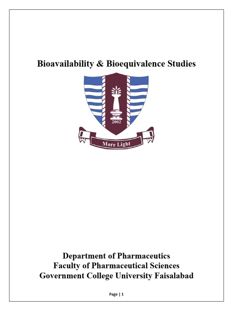 Bioavailability & Bioequivalence Studies | PDF | Bioavailability ...