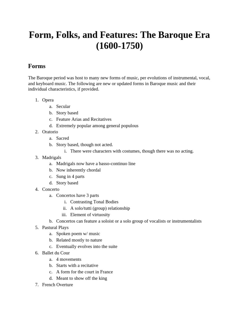 Three Fs of Baroque | PDF | Baroque Music | Musical Forms