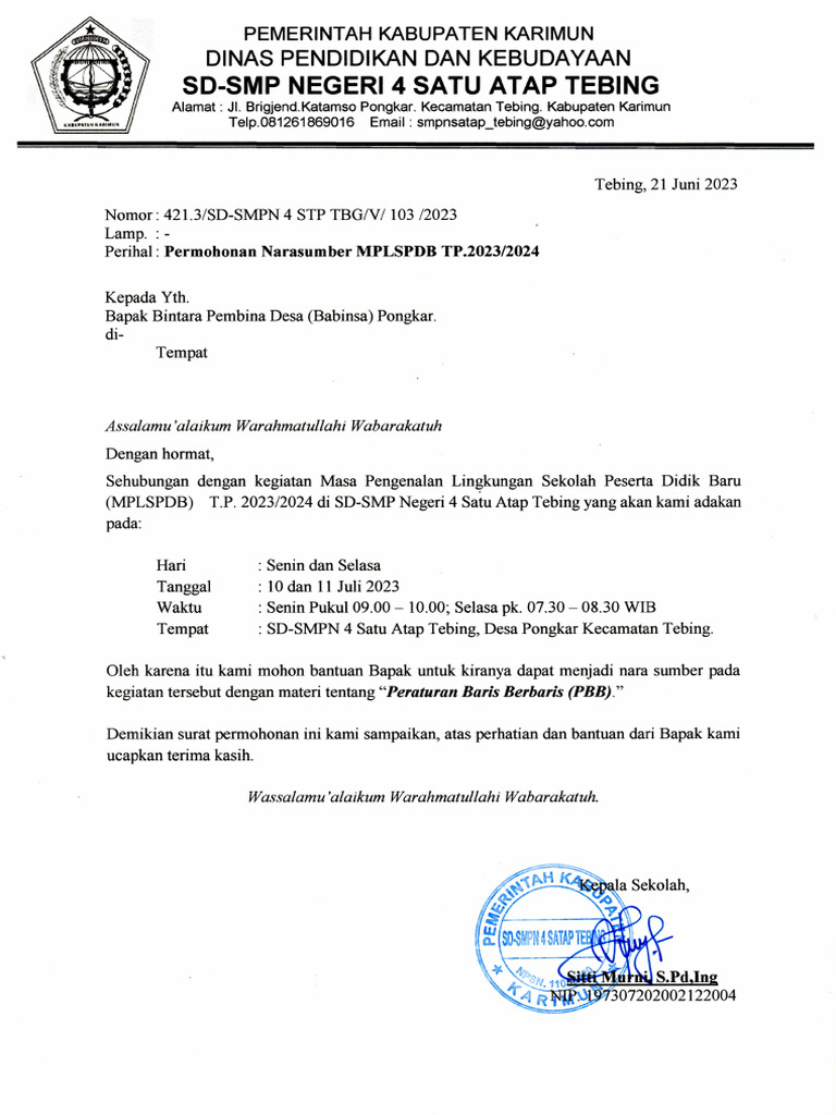 Surat Permintaan Narsum Babinsa | PDF