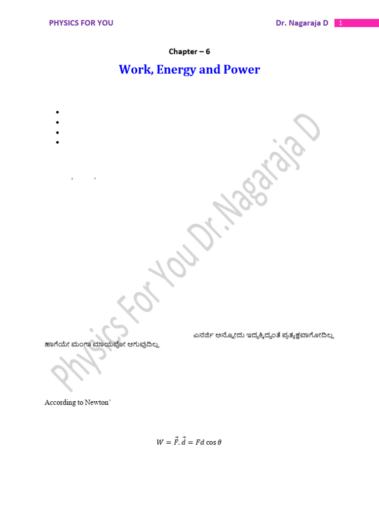 1.work Energy Power Part 1 | PDF | Force | Physical Sciences