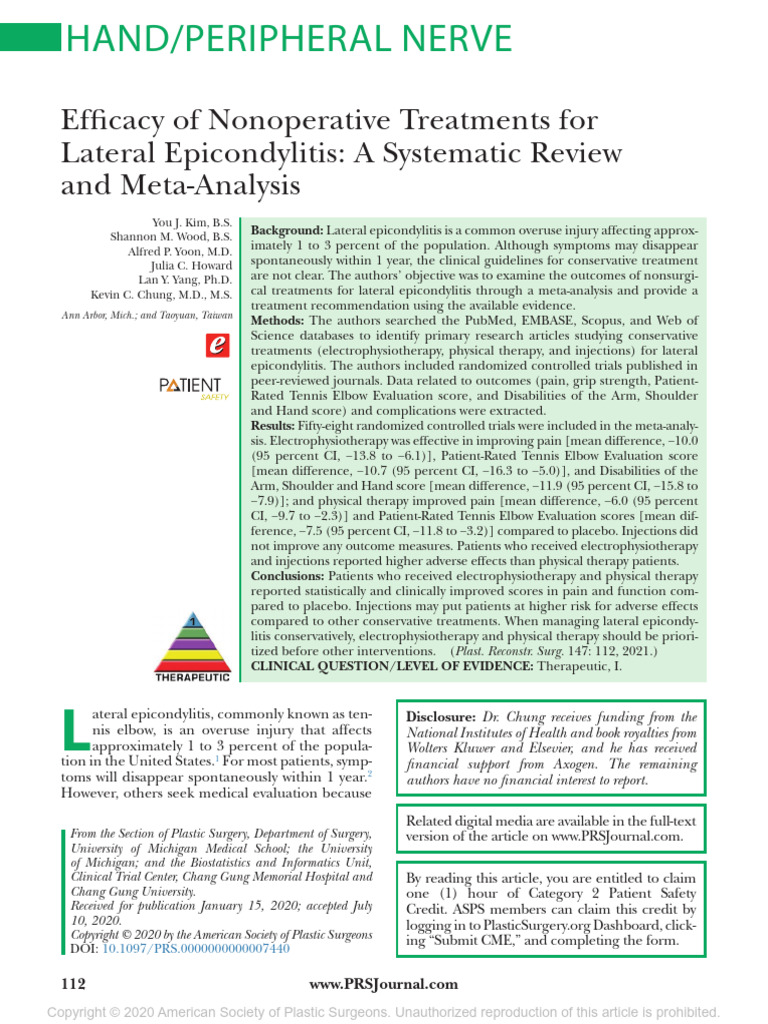 PRS-Efficacy of Nonoperative Treatments - SR&MA | PDF | Clinical ...