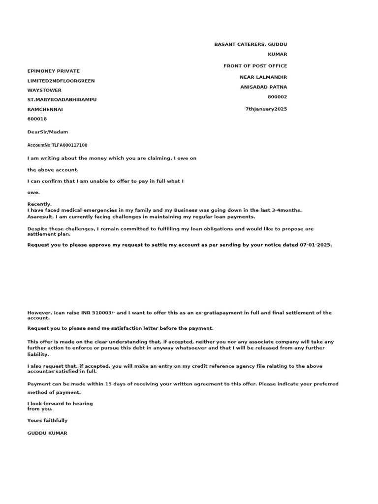 Loan Satisfaction Request Letter | PDF