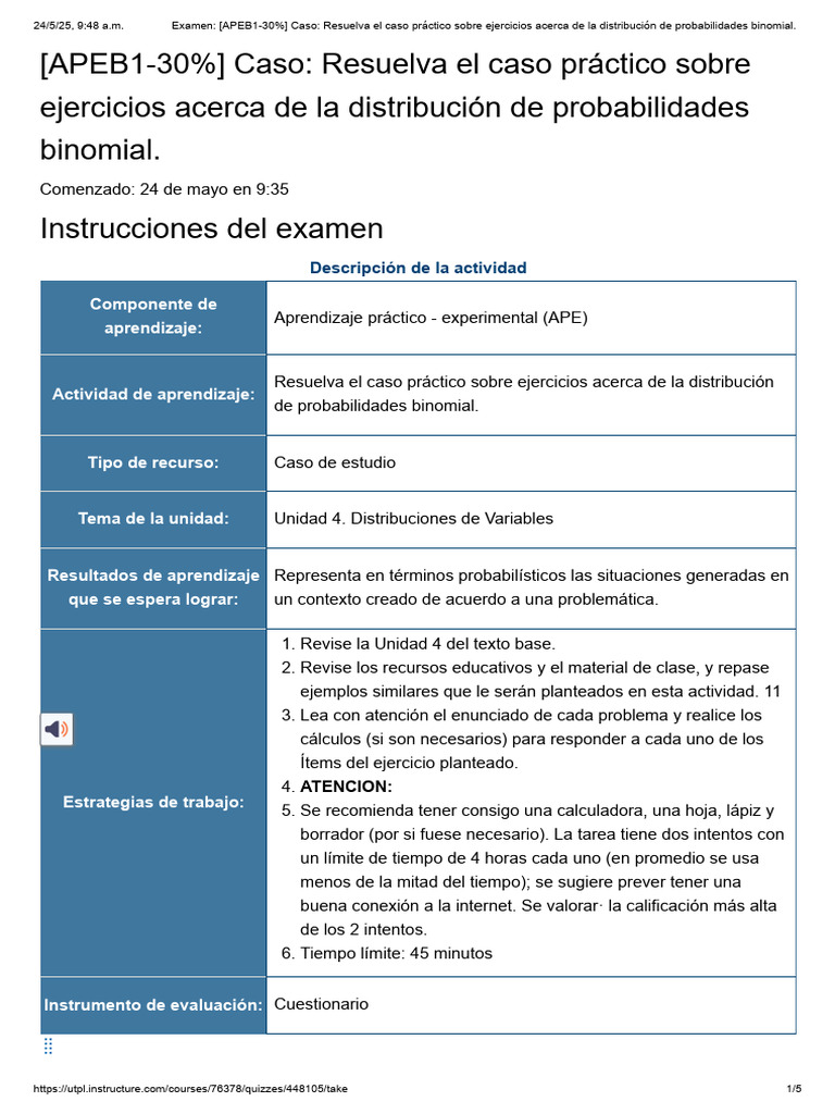 Examen - (APEB1-30%) Caso - Resuelva El Caso Práctico Sobre Ejercicios Acerca de La Distribución ...