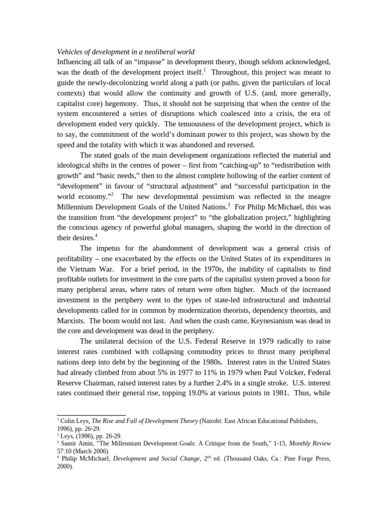 Vehicles of Development in A Neoliberal World | PDF | International ...
