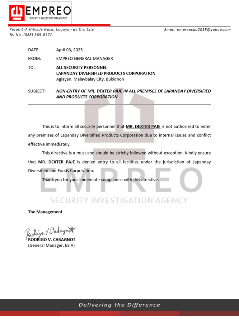 Memo - Notice of Non-Entry of MR | PDF