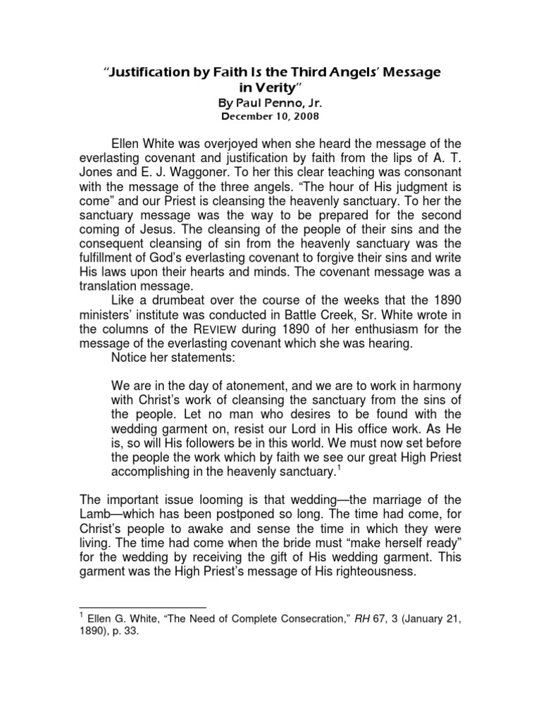 Justification by Faith Is The Third Angels' Message | PDF ...