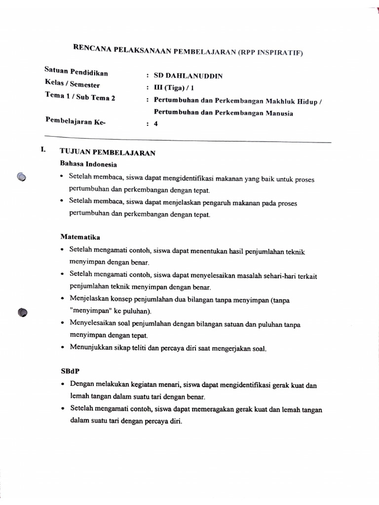 RPP MTK Kls 3 | PDF