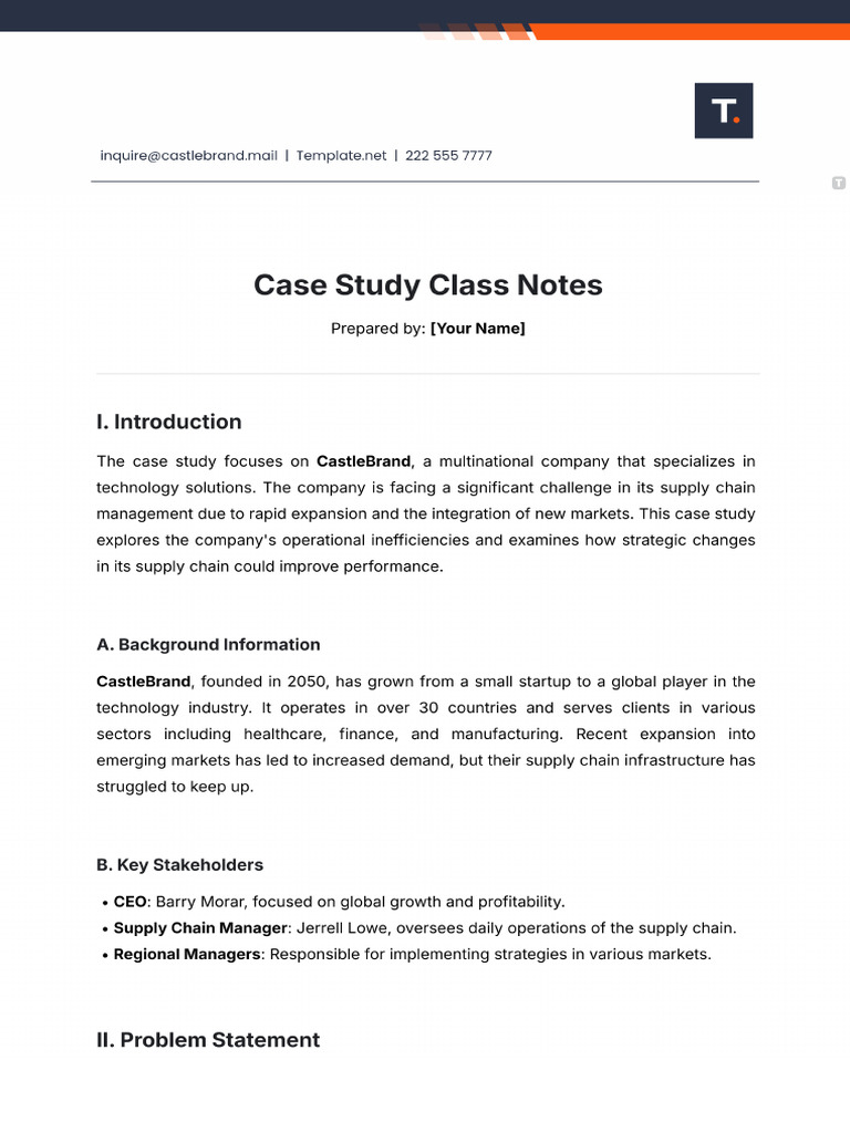 Case Study Class Notes Template | PDF