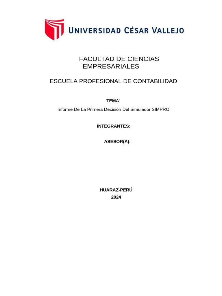 Esquema de Informe Simpro - 2024 | PDF | Marketing | Simulación