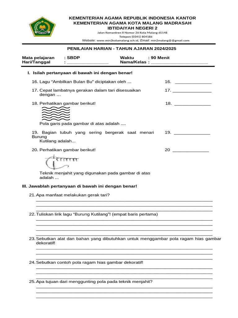 PH SBDP Tema 5 Isian + Uraian | PDF