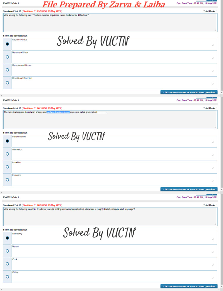 ENG522 Mid Quiz Update File | PDF
