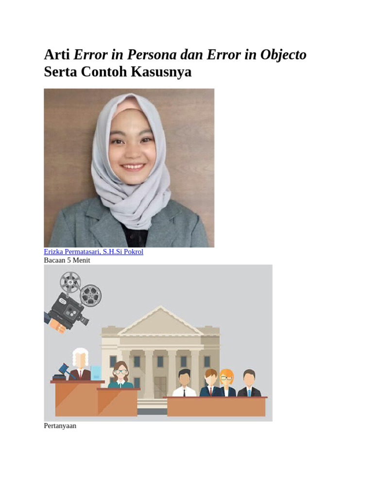 Arti Error in Persona Dan Error in Objecto Serta Contoh Kasusnya | PDF