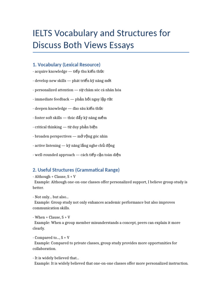 Vocab Structures For Dicuss Both Views | PDF