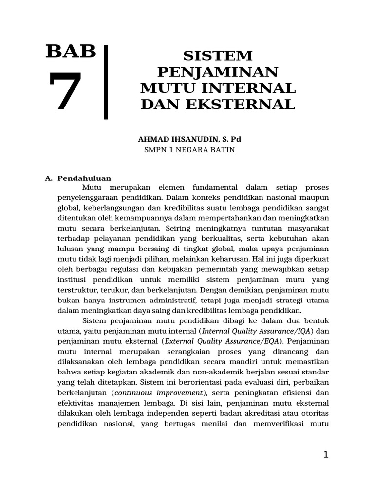 Pentingnya Penjaminan Mutu Eksternal | PDF
