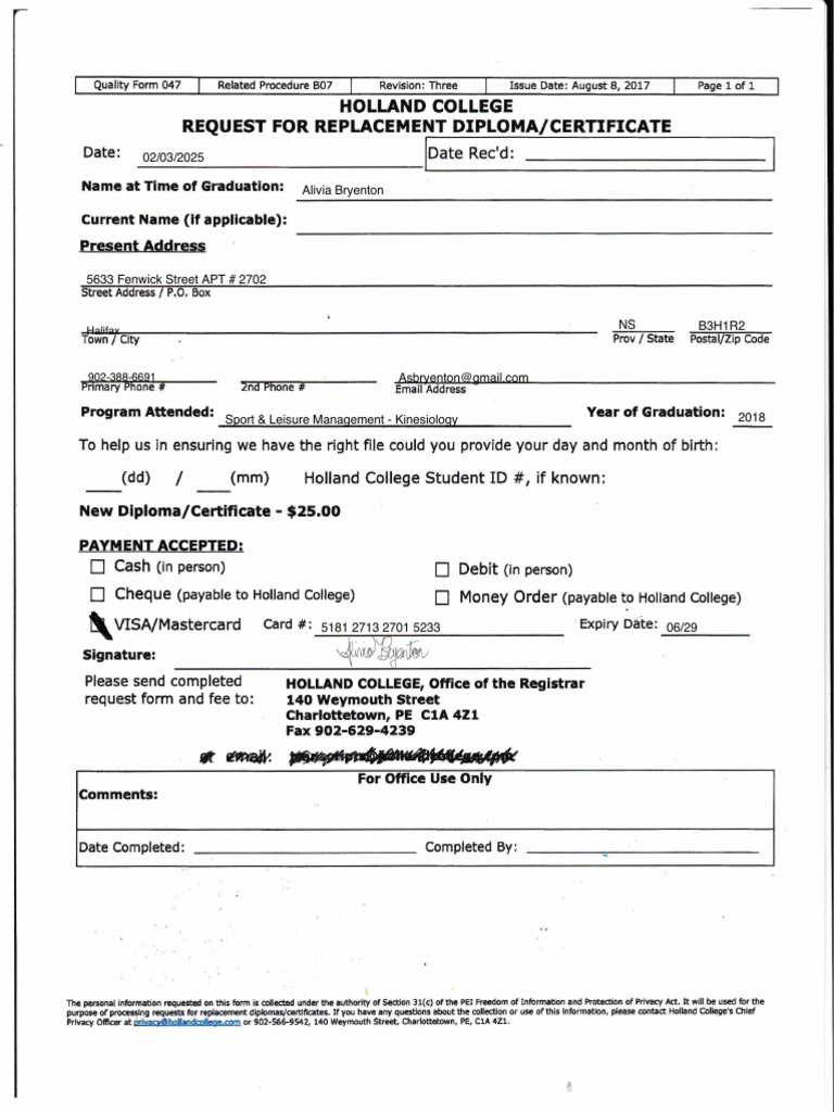 Diploma Replacement Request Form | PDF | Banking Technology | Money