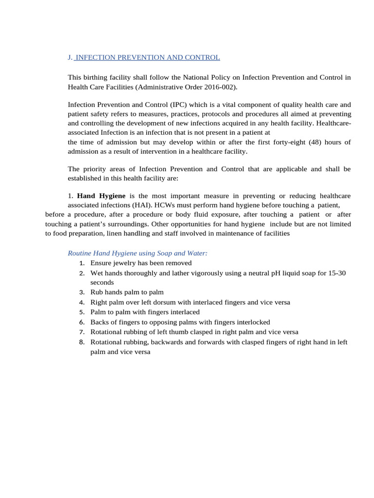 SOP for Infection Control in Hospitals | PDF | Hand Washing | Hygiene