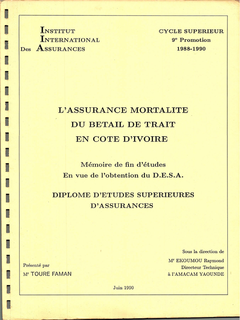 Assurance Mortalite TOURE FAMAN DESA 0001 | PDF