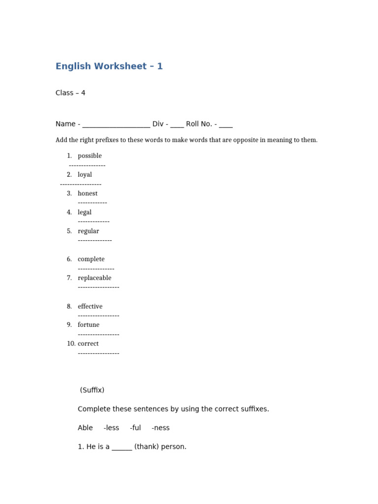 Chapter1 Worksheet1 Prefix | PDF