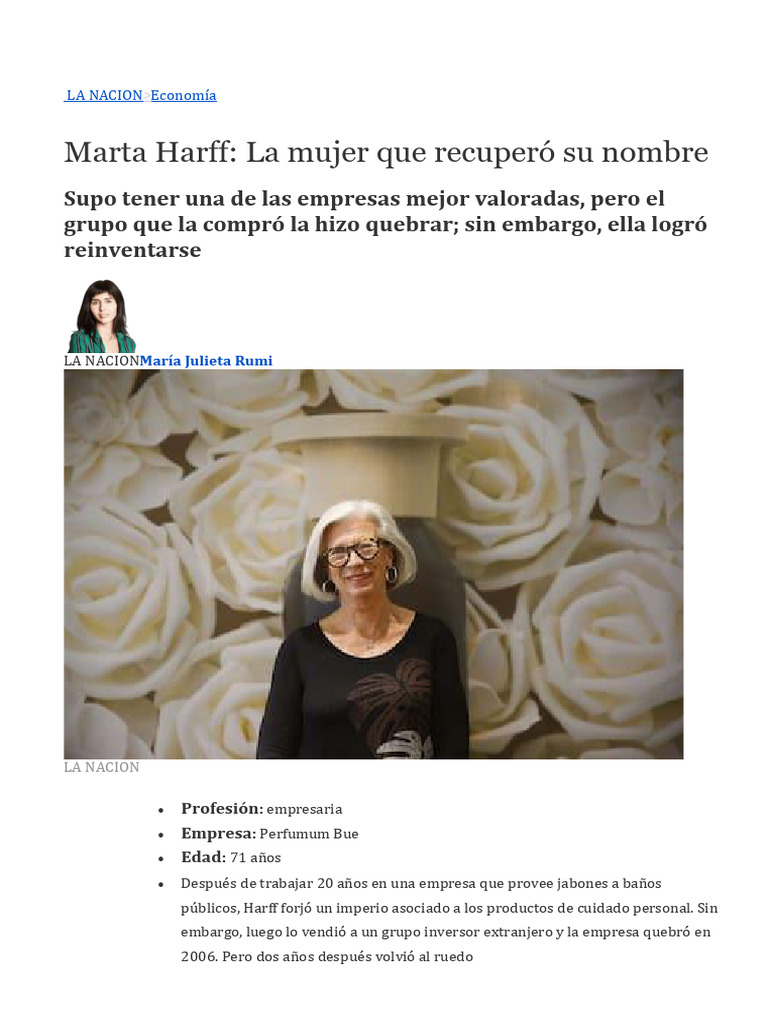 Marta Harff: Empresaria a los 71 años | PDF