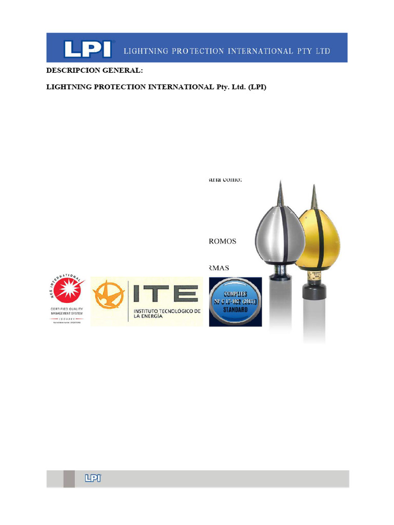 Pararrayos Lpi Stormaster Ese - PDC | PDF | Relámpago | Electricidad