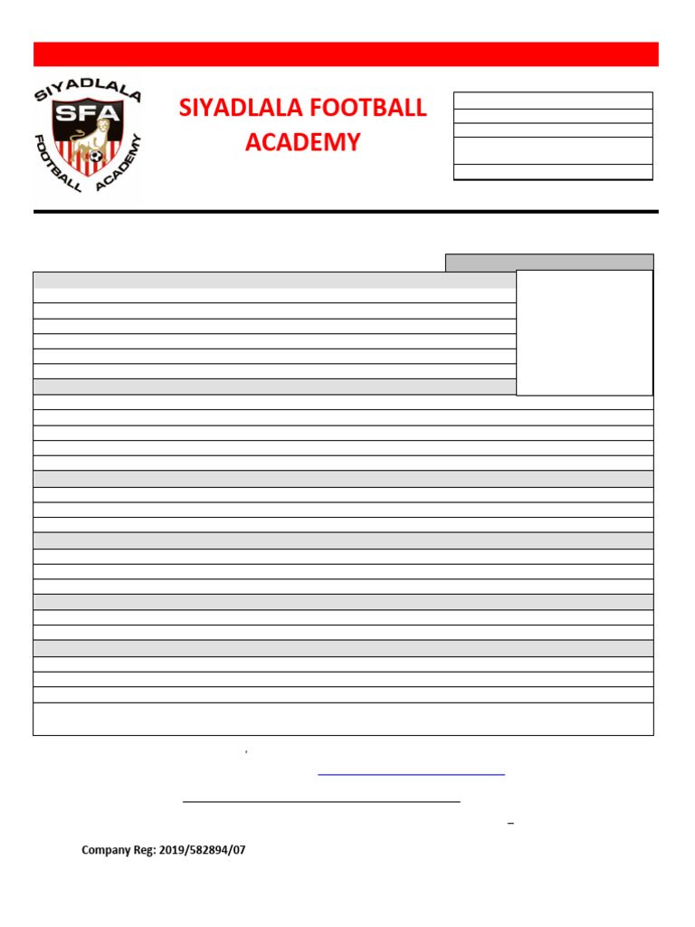 Sfa Enrolment Form 2025 - Hazyview Branch | PDF | Family