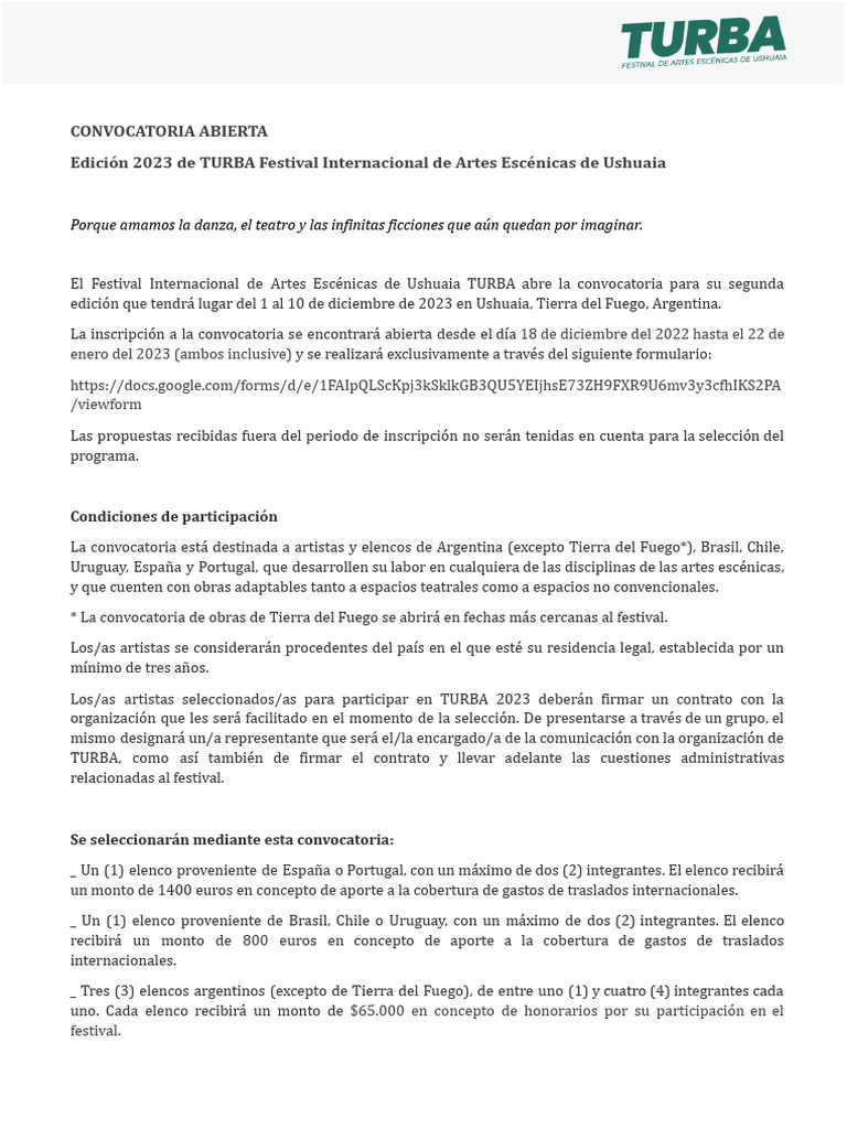 Bases de Participación - Turba 2023 | PDF