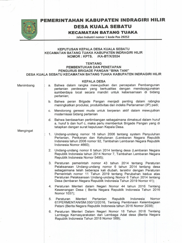 SK BP Bina Tani Desa Kuala Sebatu | PDF