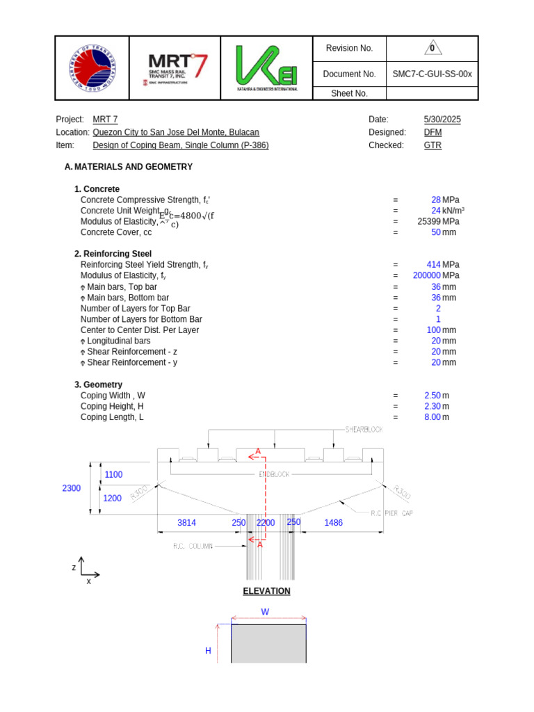 386 Single Coping Design MIDAS | PDF | Concrete | Materials Science