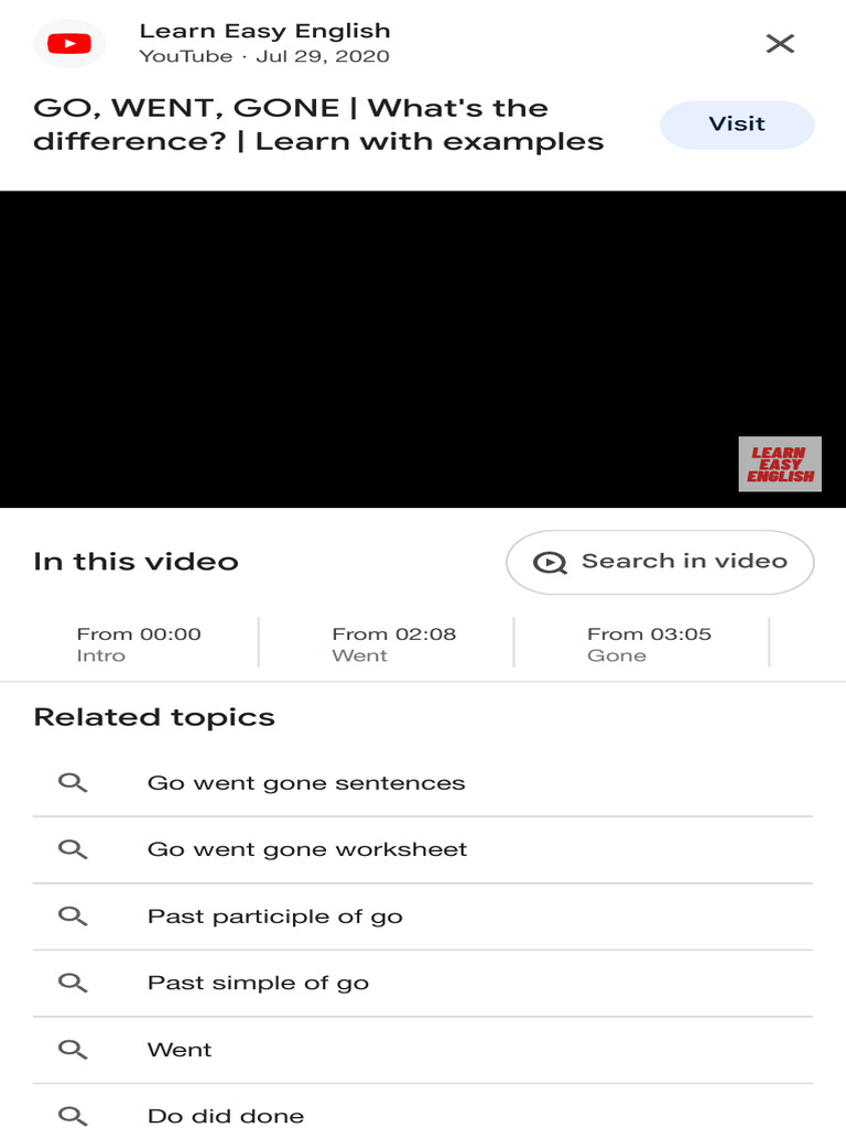 Examples of Sentensce Gone and Went - Google Search | PDF