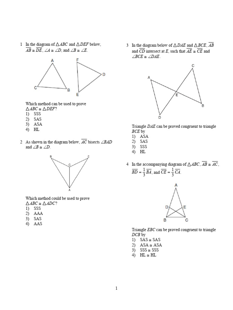 Curriculum Review Congruent Triangles CW | PDF | Euclidean Plane Geometry | Geometry