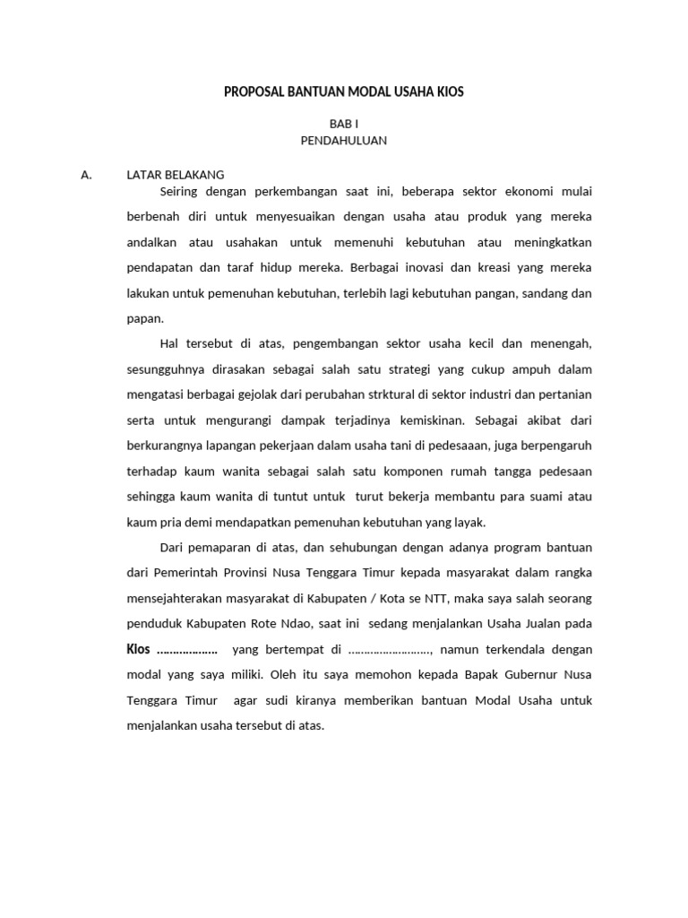 Proposal Bantuan Kios | PDF