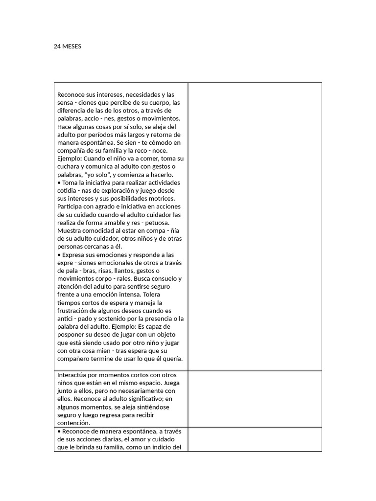 Desarrollo emocional y motor en niños de 24 meses | PDF | Amor