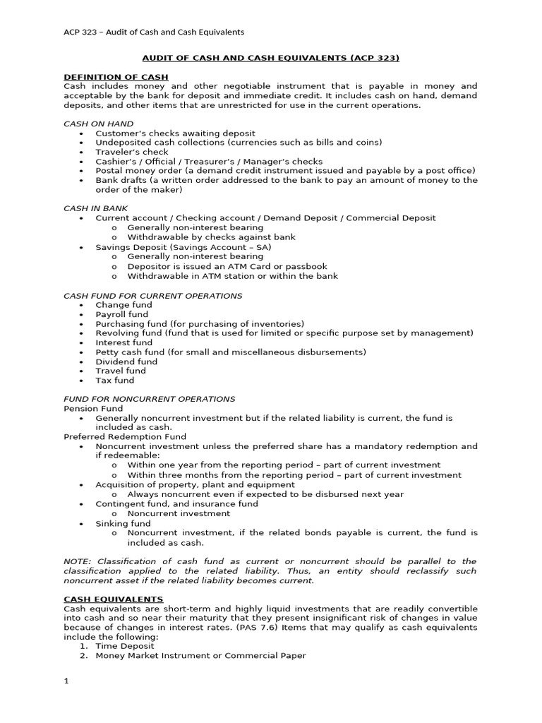 (FINAL) Audit of Cash and Cash Equivalents - ACP 323 | PDF | Banks | Transaction Account