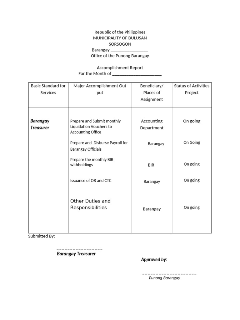 Accomplishment Report Barangay | PDF | Medical Specialties